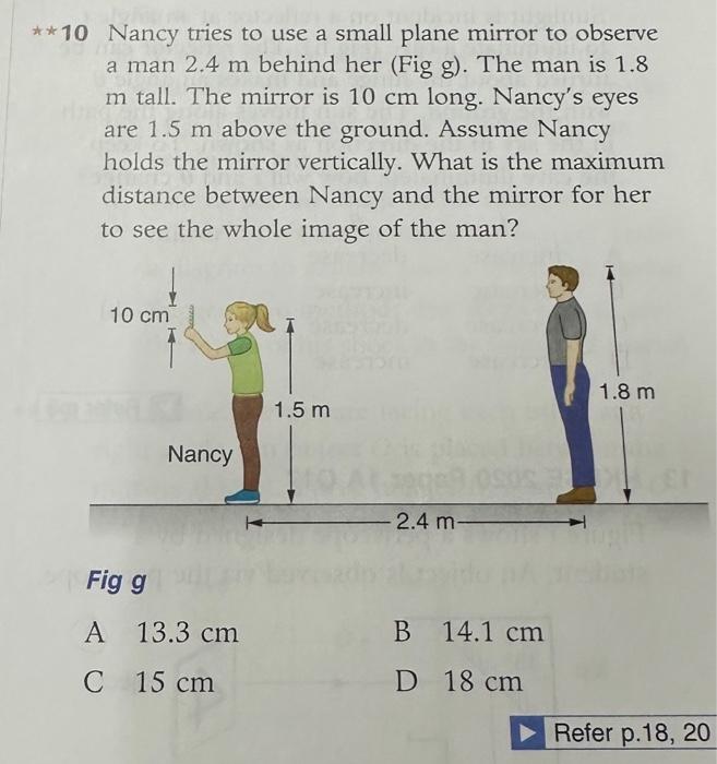 Solved **10 Nancy tries to use a small plane mirror to | Chegg.com