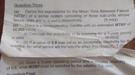 Solved Question Three(a) ﻿Derive the expressions for the | Chegg.com