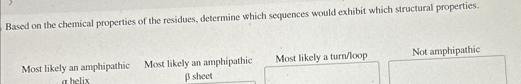 Solved Based on the chemical properties of the residues, | Chegg.com
