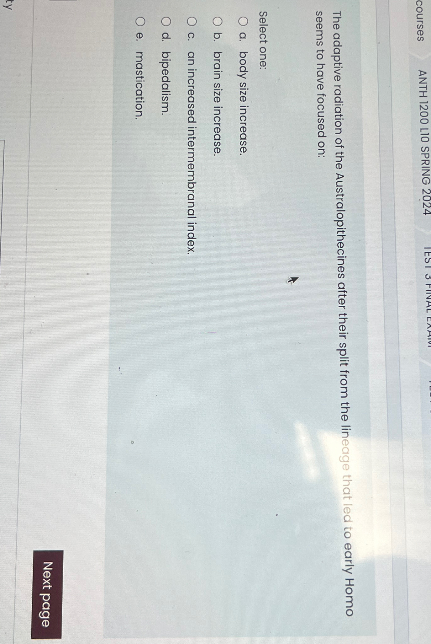 Solved coursesANTH 1200 ﻿L10 ﻿SPRING 2024The adaptive | Chegg.com