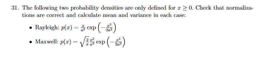 Solved The following two probability densities are only | Chegg.com