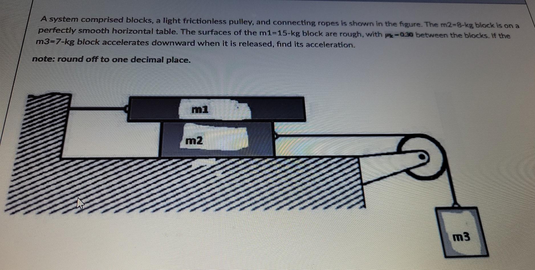Solved A system comprised blocks, a light frictionless | Chegg.com