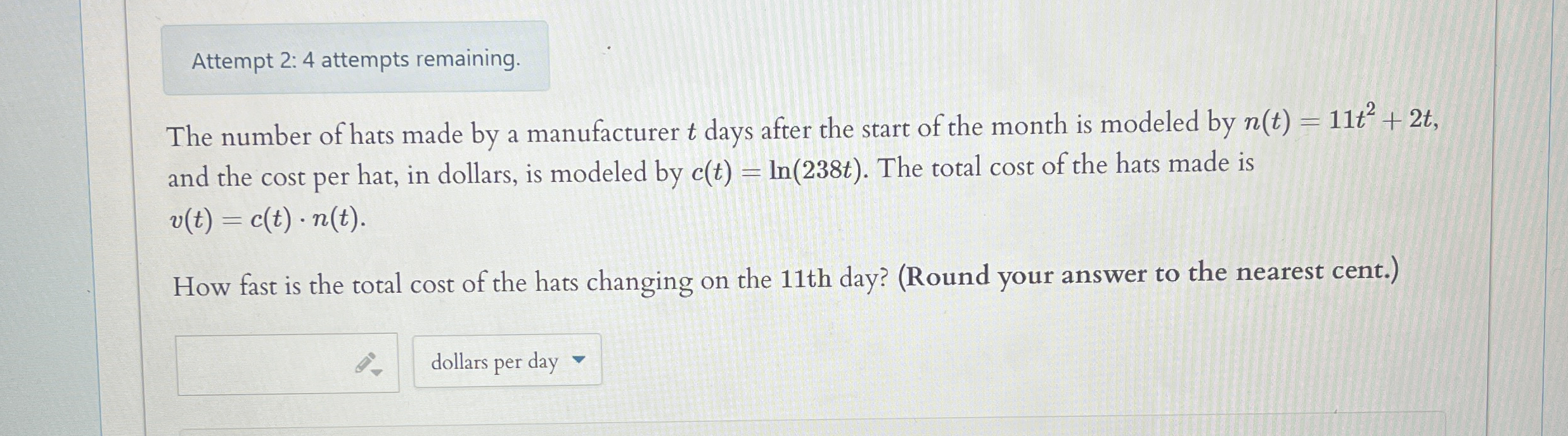 Solved Attempt 2: 4 ﻿attempts remaining.The number of hats | Chegg.com
