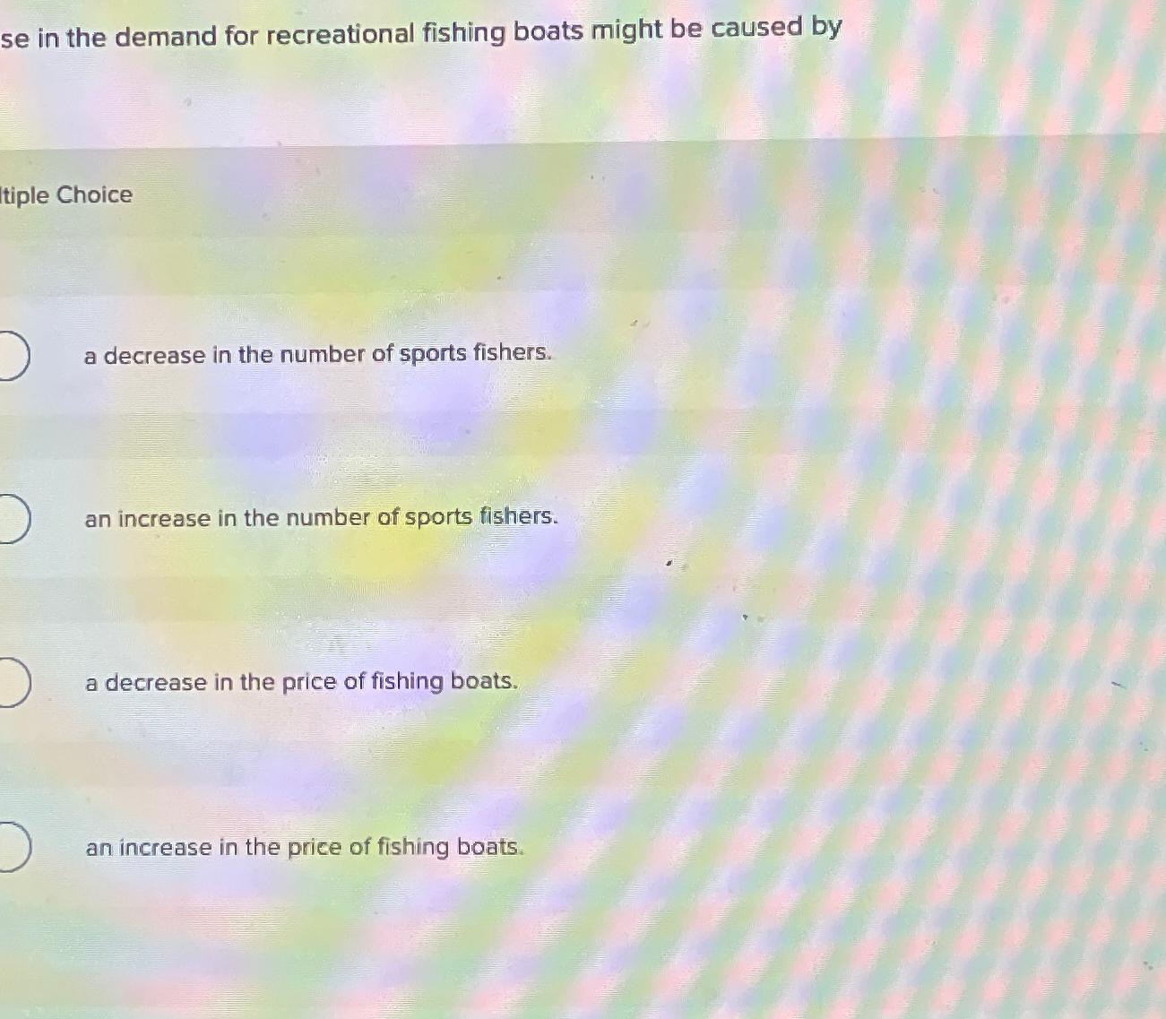 Solved se in the demand for recreational fishing boats might | Chegg.com