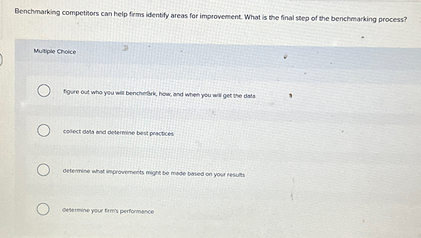 Solved Benchmarking competitors can help firms identify | Chegg.com