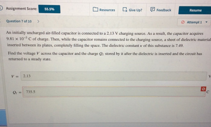 Solved Assignment Score: 55.5% Resources [ Give Up? Feedback | Chegg.com