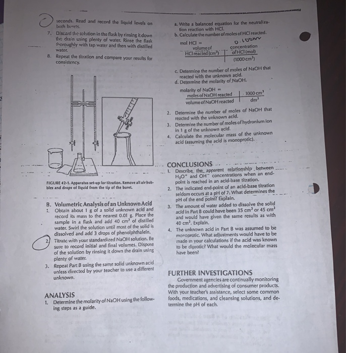 Solved ACID-BASE TITRATION AND VOLUMETRIC ANALYSIS 42 ve | Chegg.com