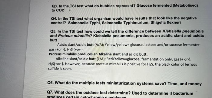 Solved Q3. In the TSI test what do bubbles represent? | Chegg.com