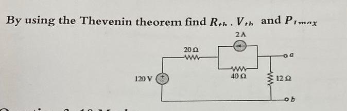 Solved By using the Thevenin theorem find Rth,Vth and Prmax | Chegg.com