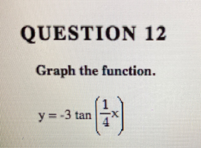 Solved QUESTION 12 Graph the function. 1 y = -3 tan -X | Chegg.com