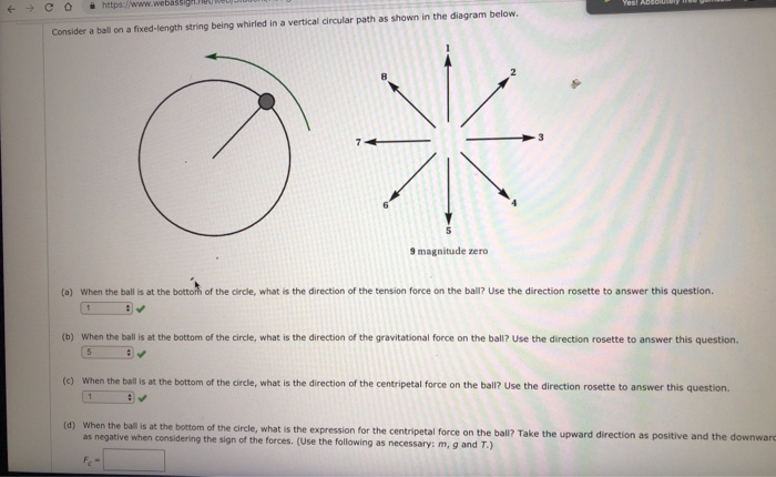 Solved https://www.webassig. Yes! AbS Consider a balll on a | Chegg.com