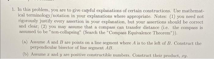 Solved 1. In this problem, you are to give careful | Chegg.com