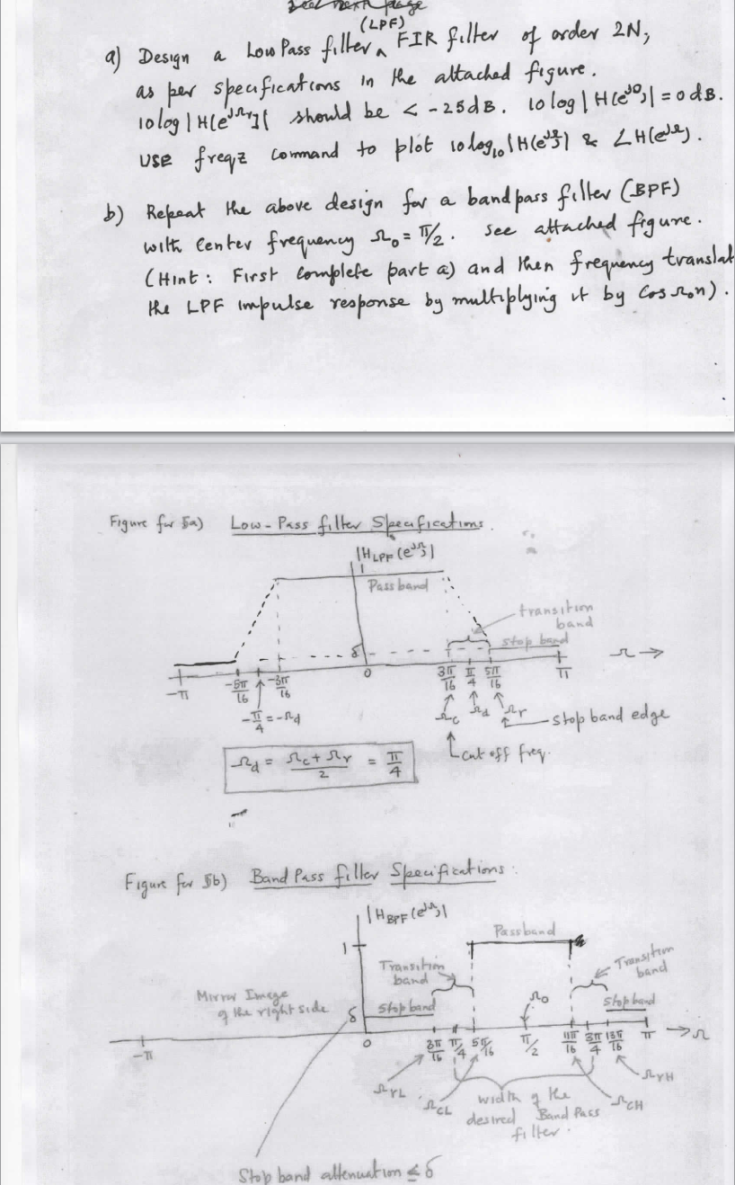 Solved (LPF) F ﻿FR filter of arder 2N,as per specifications | Chegg.com