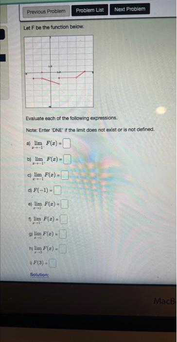 Solved Let F be the function below. Evaluate each of the | Chegg.com