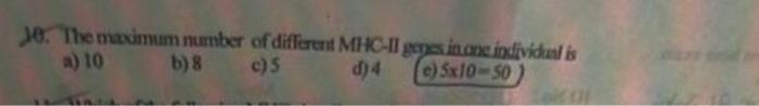 10. The meximum number of diffurnt MHC-IIl gus inconc | Chegg.com