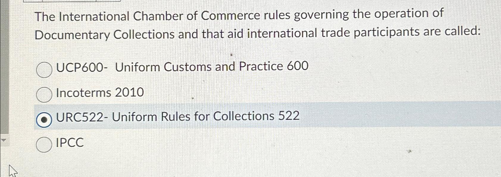 Solved The International Chamber of Commerce rules governing | Chegg.com