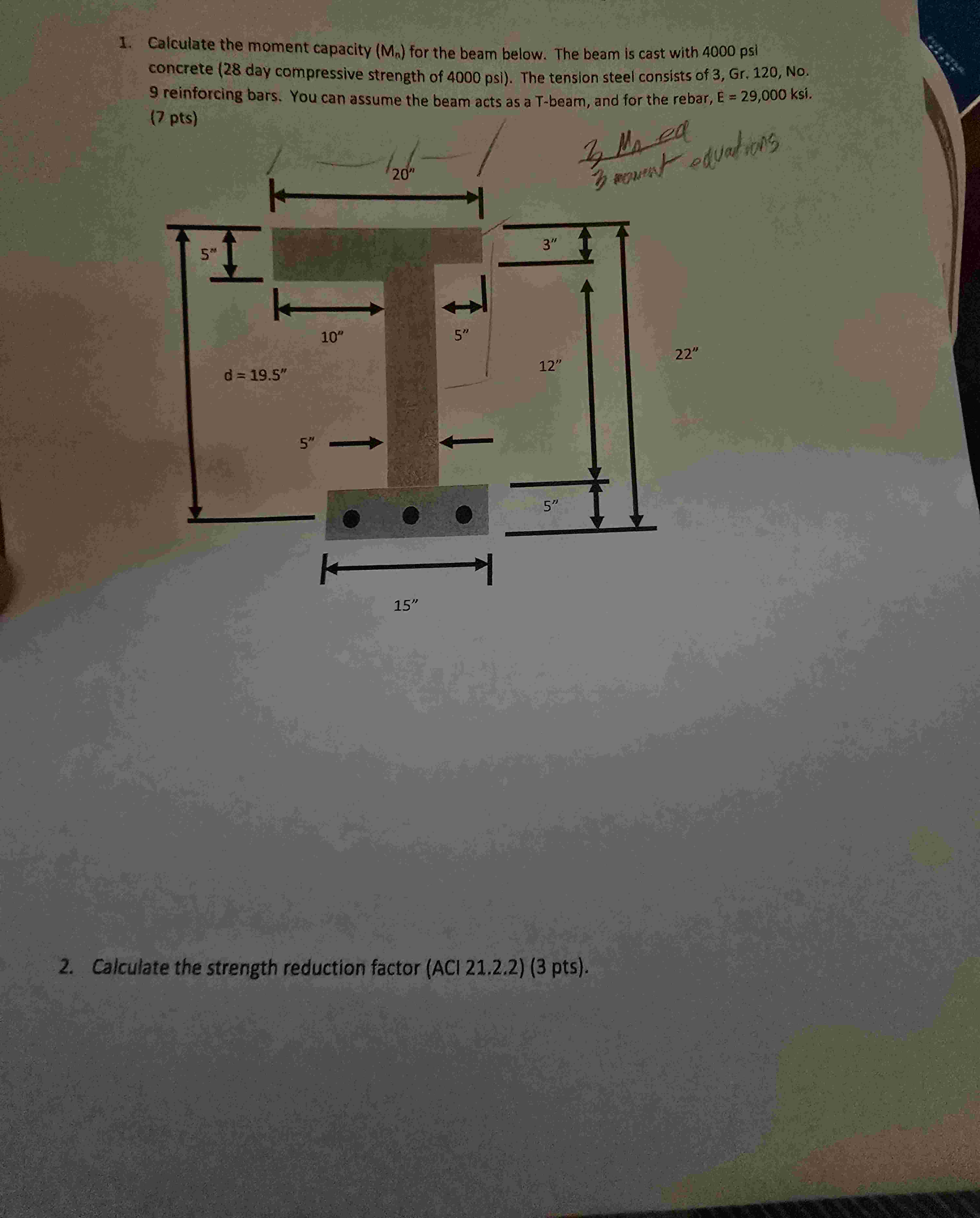 Solved Calculate the moment capacity (Mn) ﻿for the beam | Chegg.com