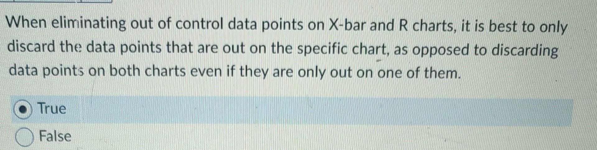 Solved When eliminating out of control data points on X-bar | Chegg.com