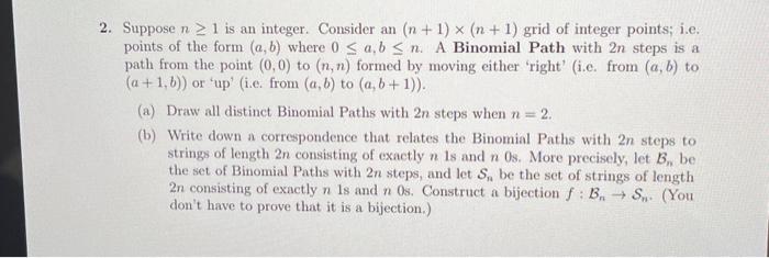 Solved Suppose \\( n \\geq 1 \\) is an integer. Consider an | Chegg.com