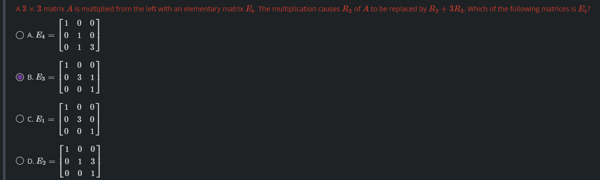 Solved A 3x3 ﻿matrix A is multiplied from the left with an | Chegg.com
