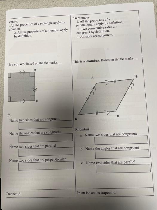 Solved quare, All the properties of a rectangle apply by | Chegg.com