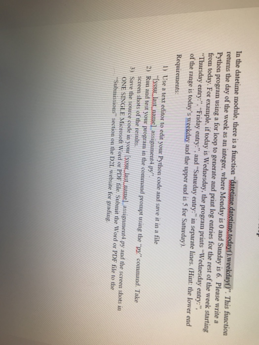 Solved In the datetime module. there is a function | Chegg.com