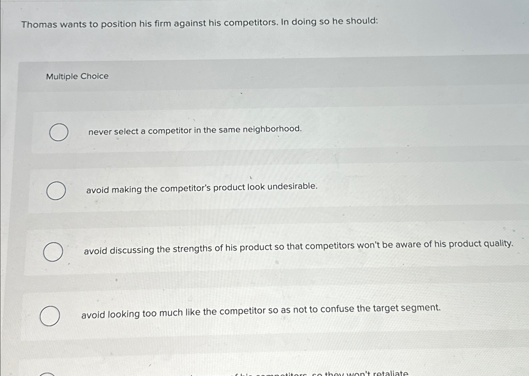 Solved Thomas wants to position his firm against his | Chegg.com