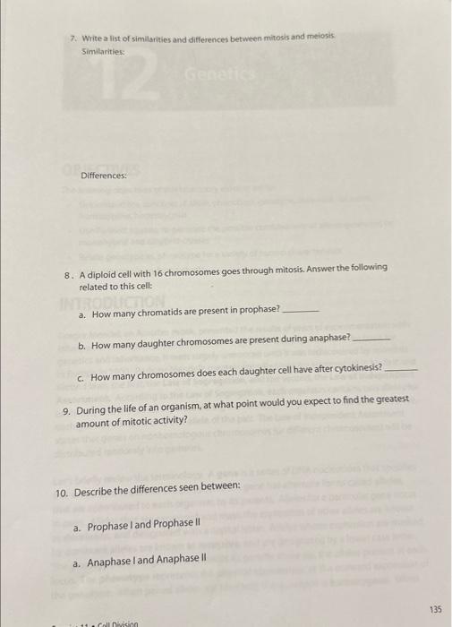 Solved 7. Write a list of similarities and differences | Chegg.com