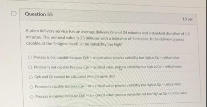 Solved A pizza delivery service has an average delivery time | Chegg.com