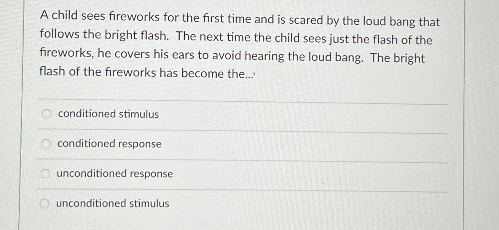 Solved A child sees fireworks for the first time and is | Chegg.com