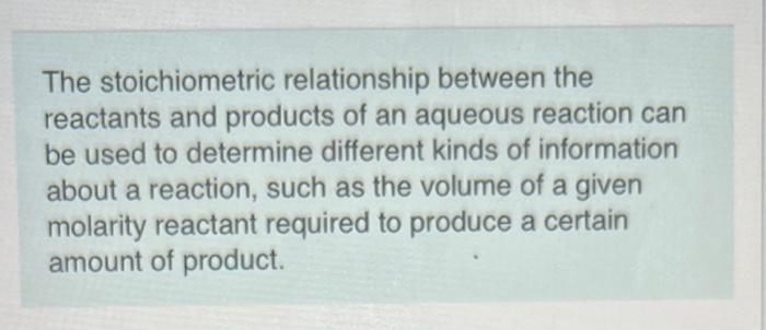 Solved The stoichiometric relationship between the reactants | Chegg.com