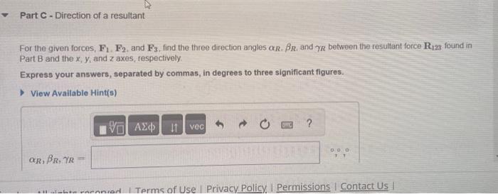 Solved Part B - Resultant of adding F1 and F2 and F3 Find | Chegg.com