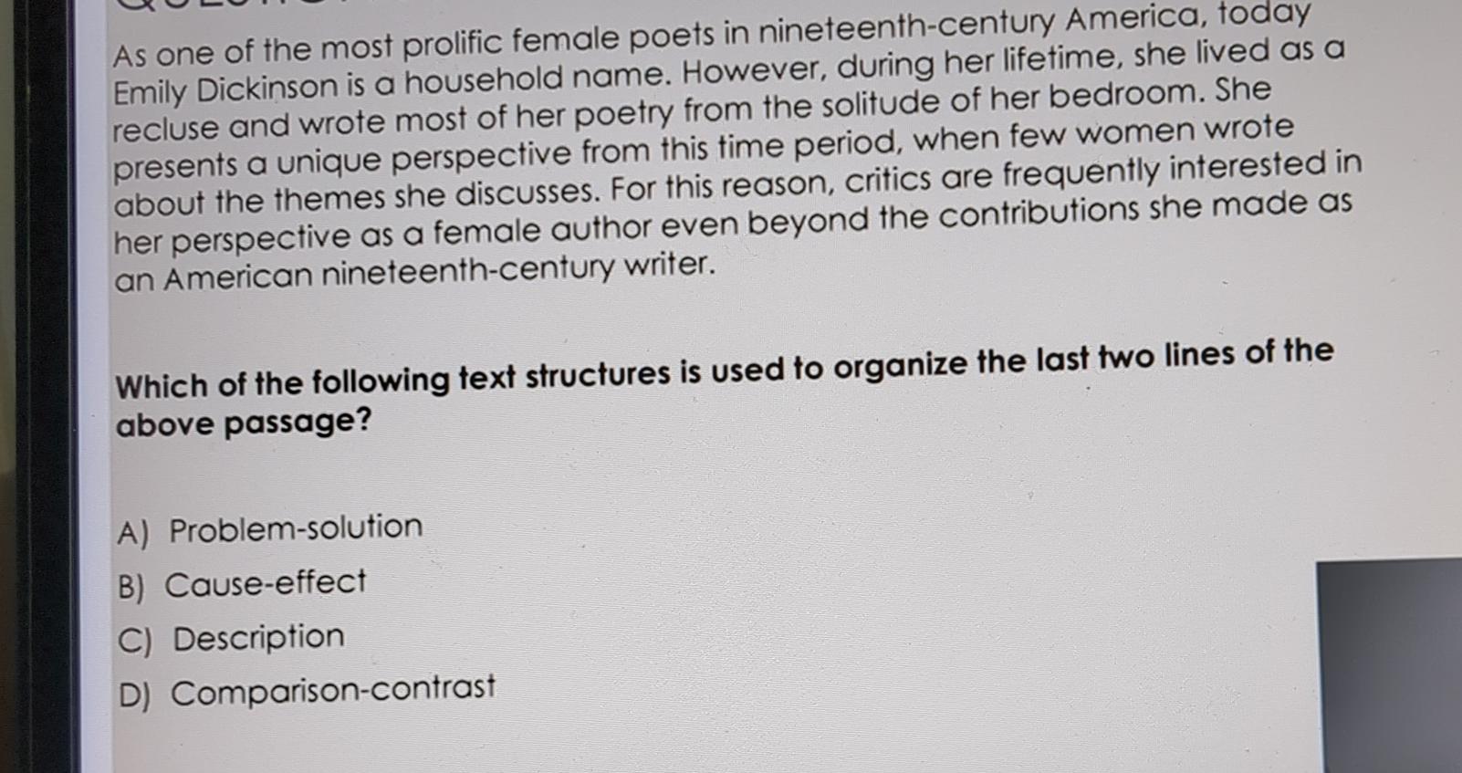 Solved As one of the most prolific female poets in | Chegg.com