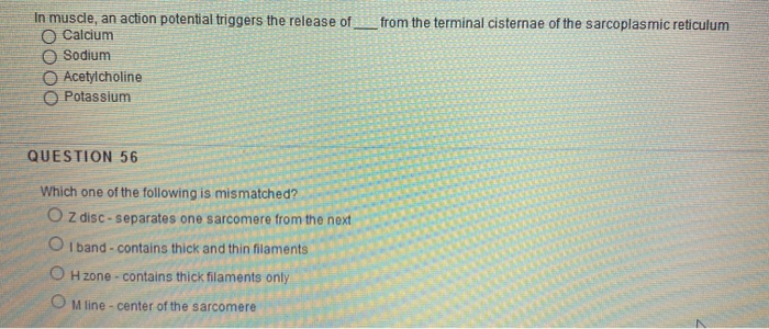 Solved from the terminal cisternae of the sarcoplasmic | Chegg.com