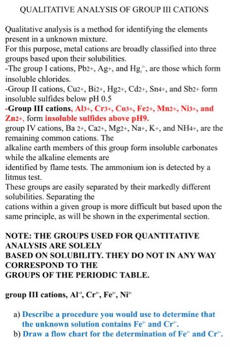 Solved QUALITATIVE ANALYSIS OF GROUP III CATIONS Qualitative | Chegg.com