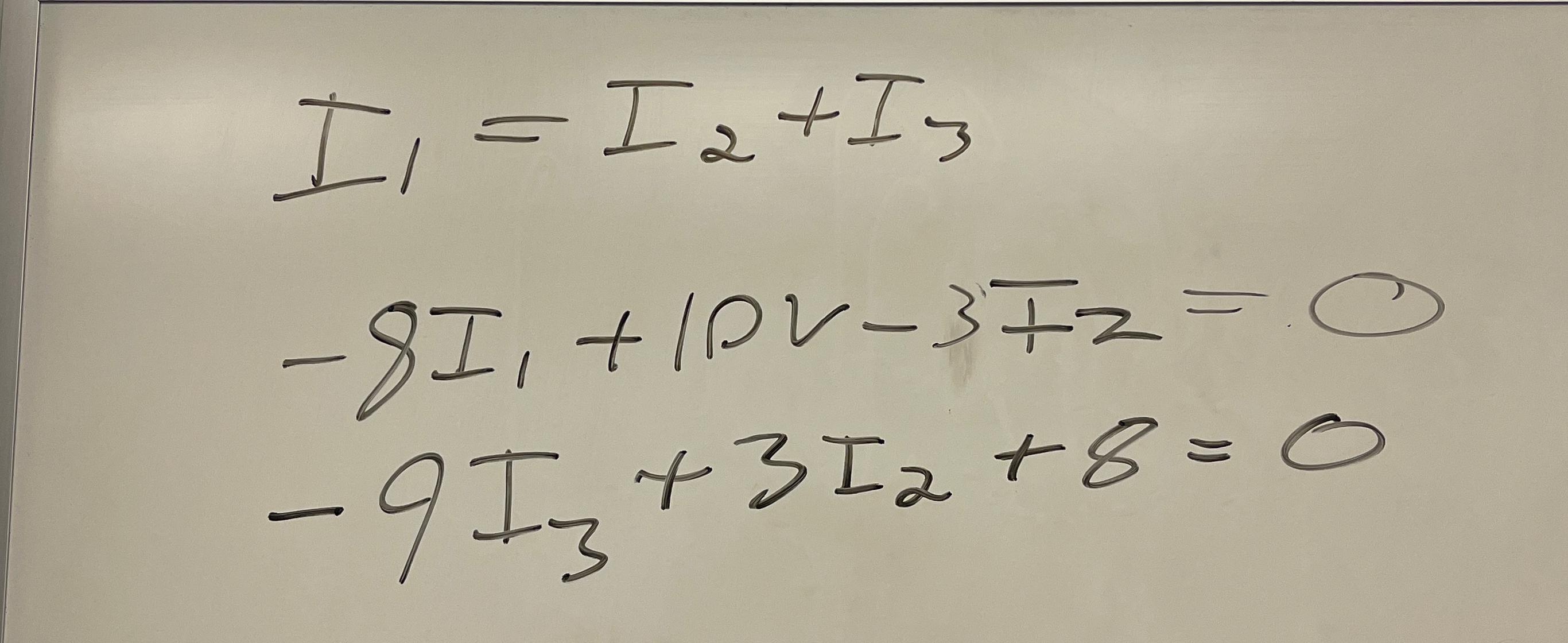 Solved I1=I2+I3-8I1+10V-3I2=0-9I3+3I2+8=0 | Chegg.com