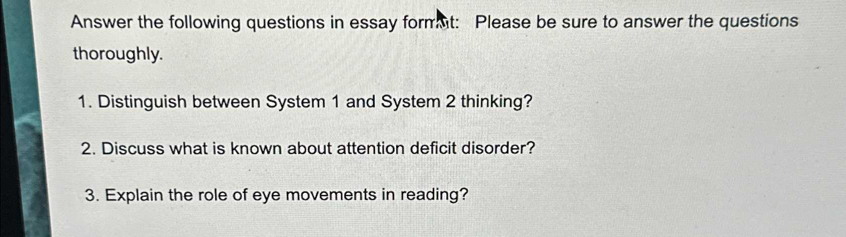 Solved Answer the following questions in essay format: | Chegg.com