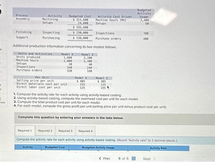 Solved Using activity-based costing, compute the | Chegg.com