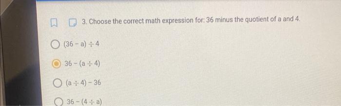 Solved 4. Choose the correct math expression for: the sum of | Chegg.com