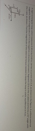 Solved A rigid rectangular loop, which measures 0.30 m by | Chegg.com