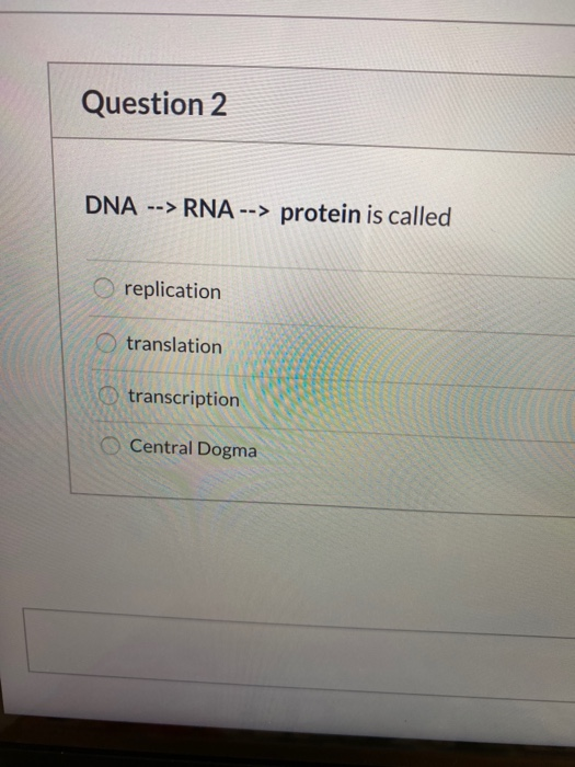 Solved Question 2 DNA --> RNA --> protein is called | Chegg.com