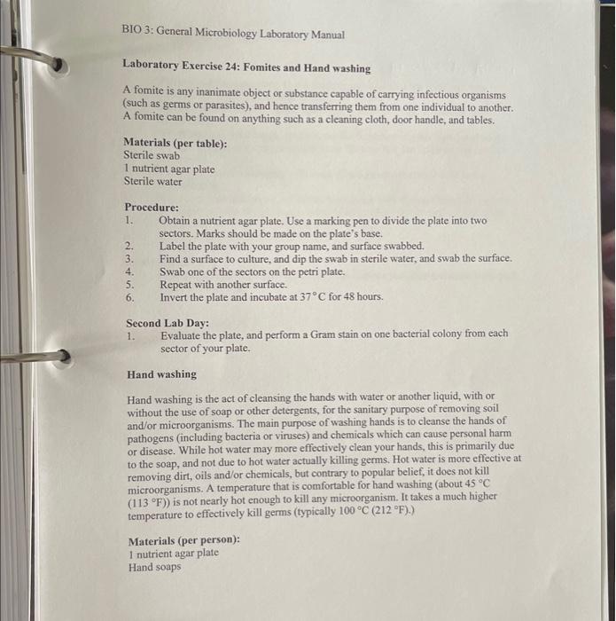 Solved BIO 3: General Microbiology Laboratory Manual | Chegg.com