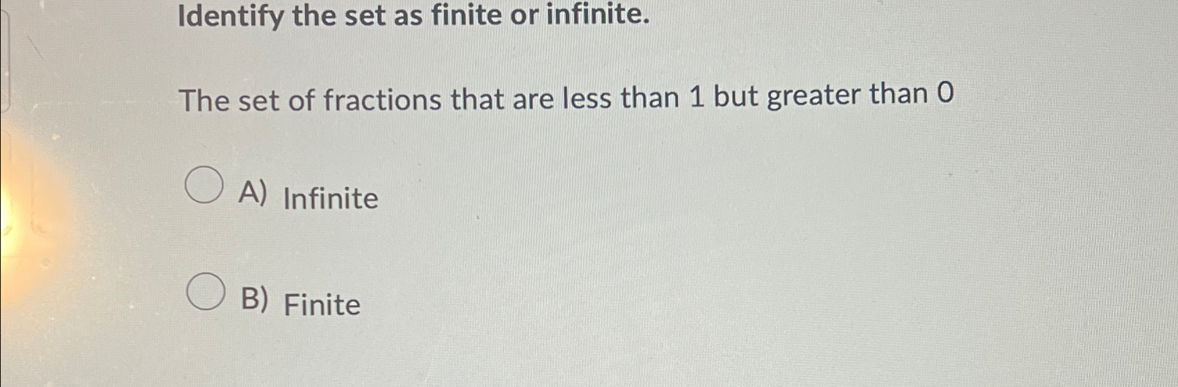 Solved Identify the set as finite or infinite.The set of | Chegg.com