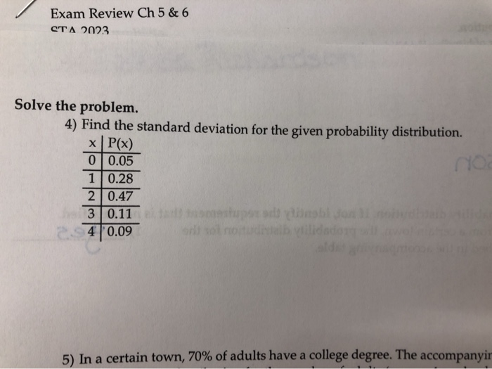 Solved Exam Review Ch 5 & 6 STA 2023 Solve the problem. 4) | Chegg.com