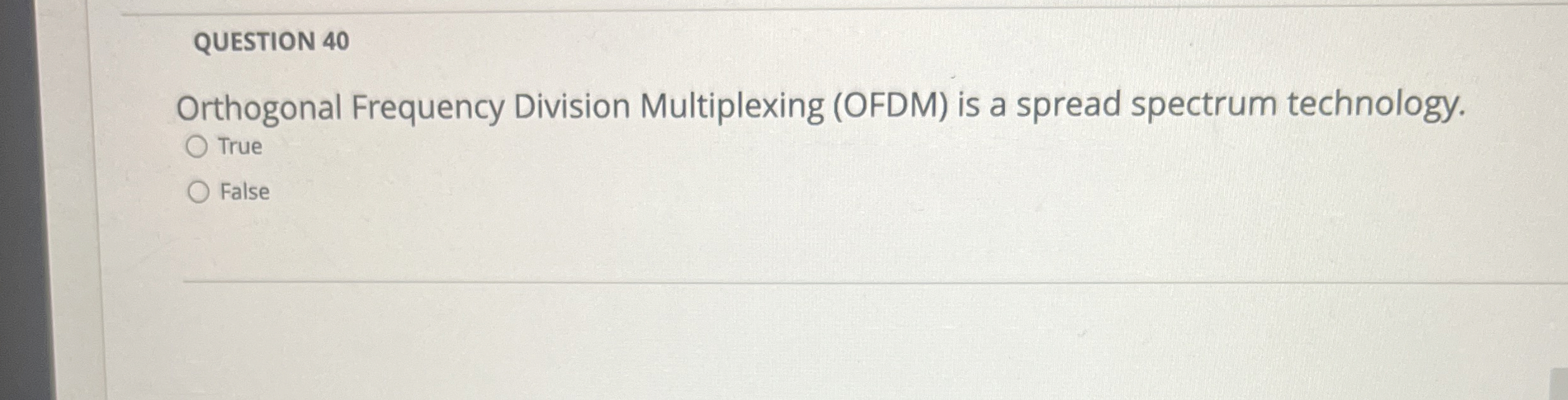Solved QUESTION 40Orthogonal Frequency Division Multiplexing | Chegg.com