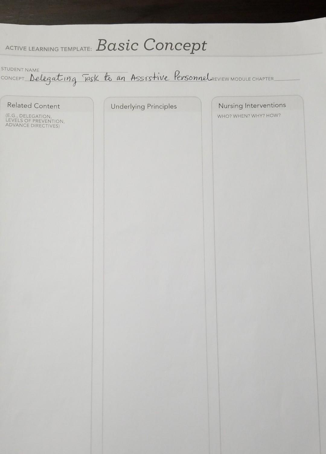 Solved Basic Concept ACTIVE LEARNING TEMPLATE: STUDENT NAME | Chegg.com