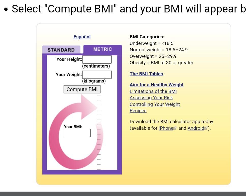 Solved create an app to calculate the BMI using Android | Chegg.com