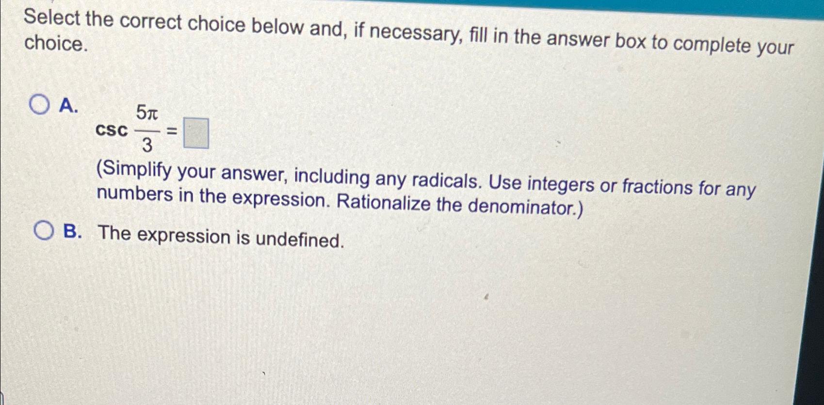 Solved Select the correct choice below and, if necessary, | Chegg.com
