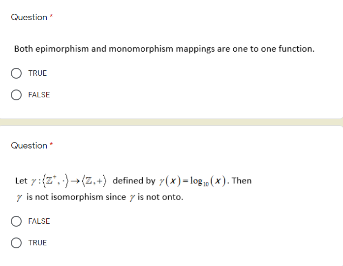 Solved Question * Both epimorphism and monomorphism mappings | Chegg.com