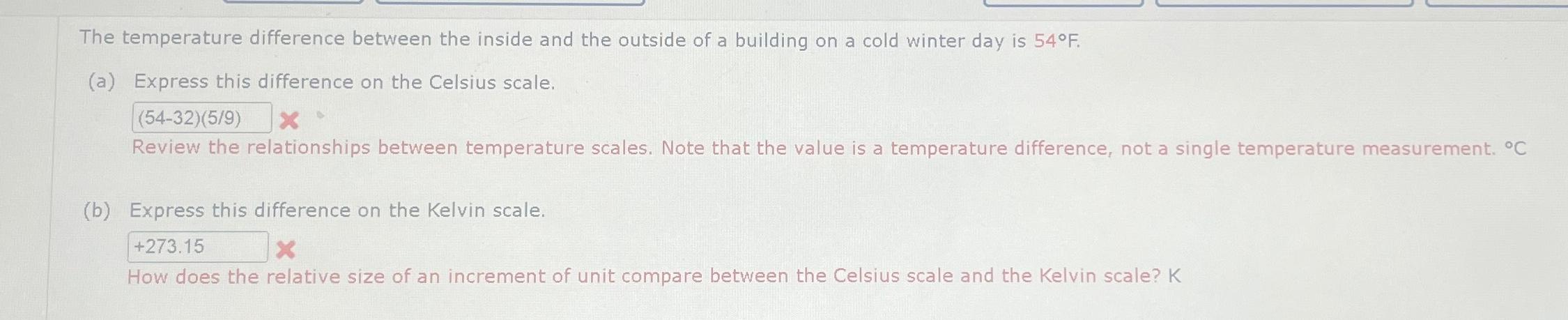 Solved The temperature difference between the inside and the | Chegg.com